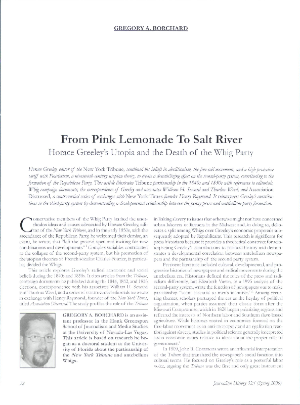 (PDF) From pink lemonade to salt river: horace greeley's utopia and the ...