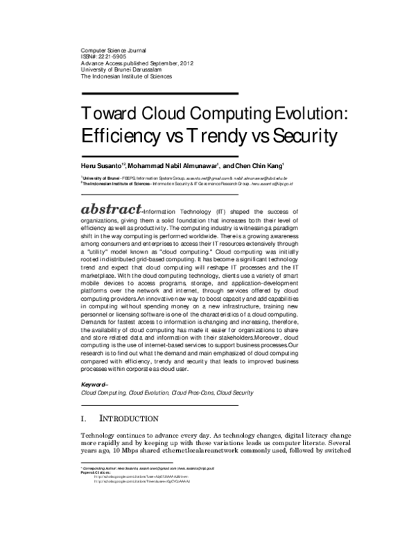 (PDF) Toward Cloud Computing Evolution