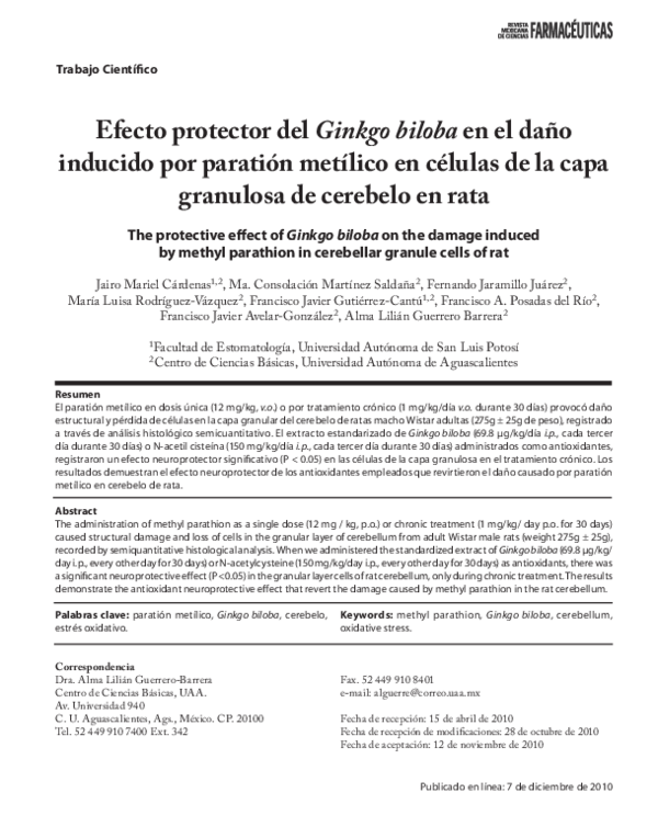 (PDF) Efecto protector del Ginkgo Biloba en el daño inducido por ...