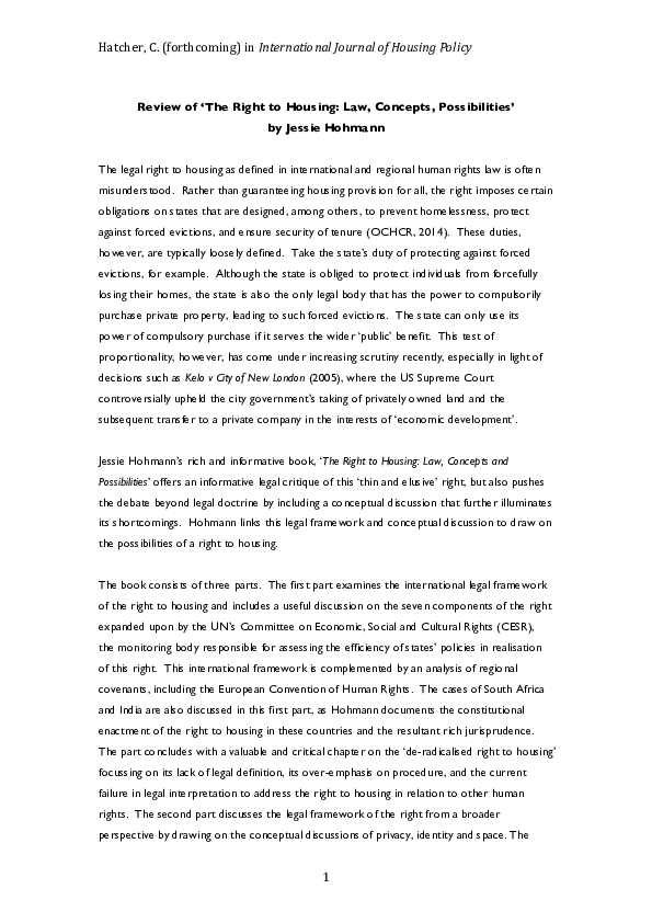 constitutional right to housing