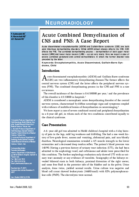 (PDF) Acute Combined Demyelination of CNS and PNS. A Case Report