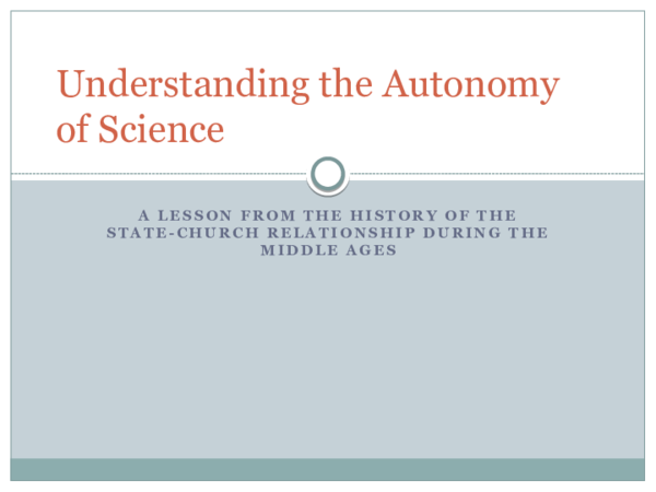 (PPT) Understanding the autonomy of science. A lesson from the history ...