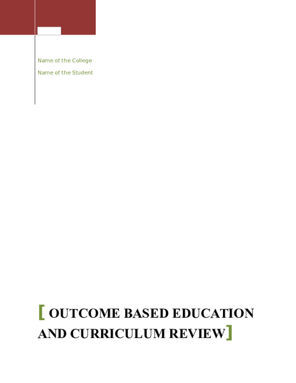 (DOC) OUTCOME BASED EDUCATION AND CURRICULUM REVIEW