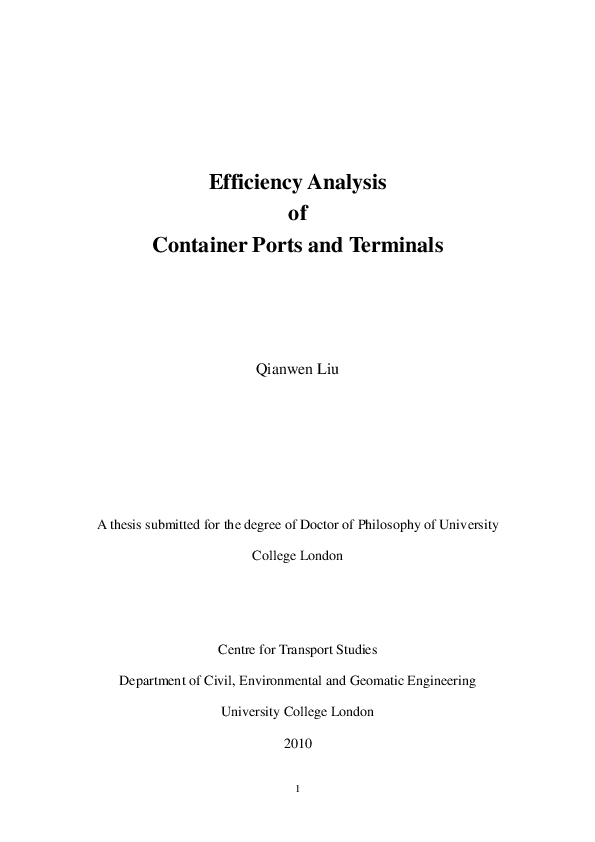 (PDF) Efficiency Analysis of Container Ports and Terminals