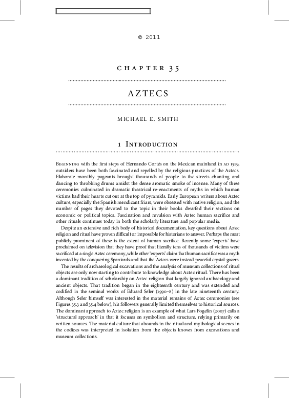 (PDF) "Aztecs" (Paper on Aztec ritual, 2011)