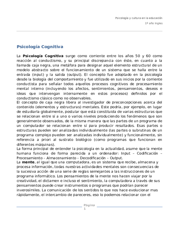 (DOC) PSICOLOGIA COGNITIVA