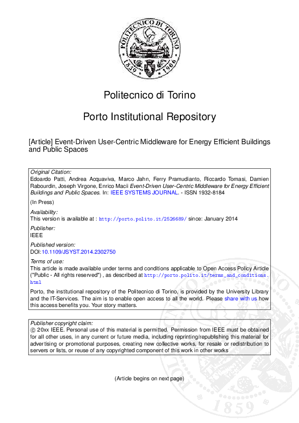 Pdf Event Driven User Centric Middleware For Energy Efficient Buildings And Public Spaces