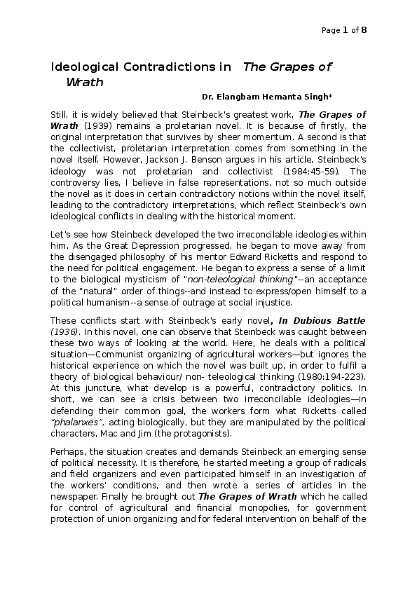 (DOC) Ideological Contradictions in The Grapes of Wrath