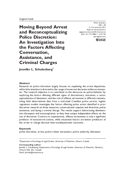 (PDF) Moving beyond arrest and reconceptualizing police discretion: An ...