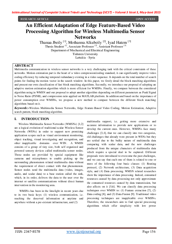 (PDF) An Efficient Adaptation of Edge Feature-Based Video Processing Algorithm for Wireless ...