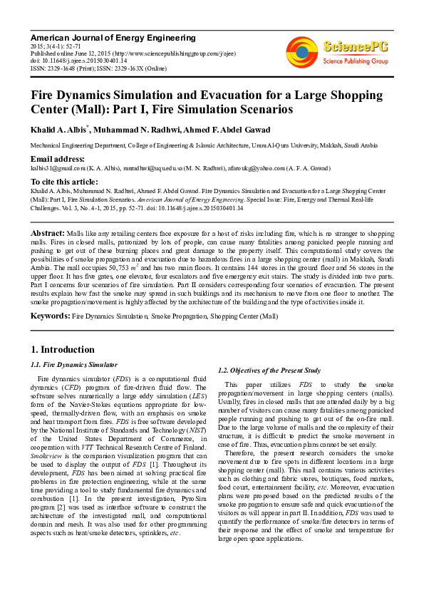 (PDF) Fire Dynamics Simulation and Evacuation for a Large Shopping ...