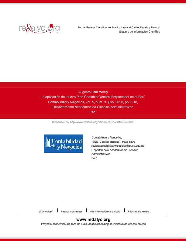 (PDF) Redalyc.La aplicación del nuevo Plan Contable General Empresarial ...