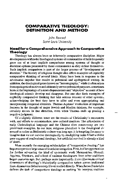 (PDF) “Comparative Theology: Definition and Method,” Religious Studies ...