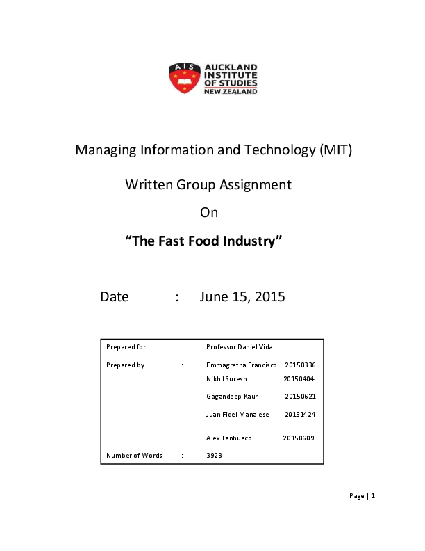 (PDF) Fast Food Industry analysis Through new ICTs