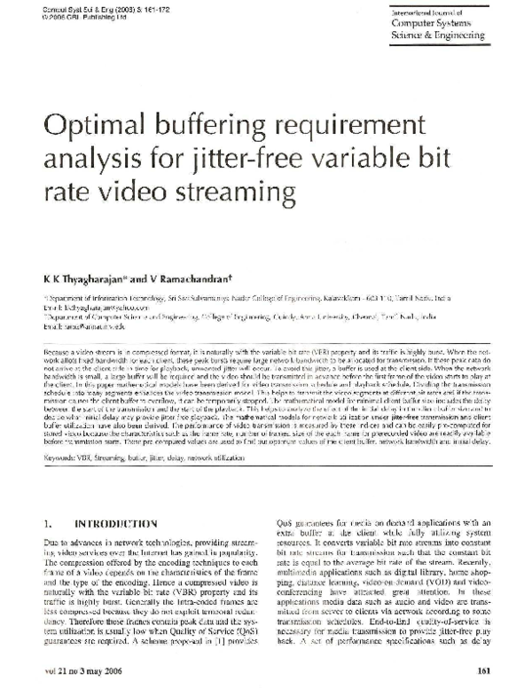 (PDF) Optimal buffering requirement analysis for jitter-free variable bit rate video streaming