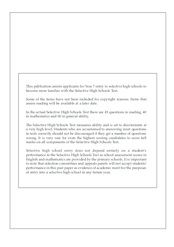 (PDF) Selective School Maths Test Paper 2