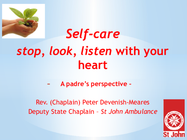 (PPT) Self-care: stop, look listen - a chaplain perspective