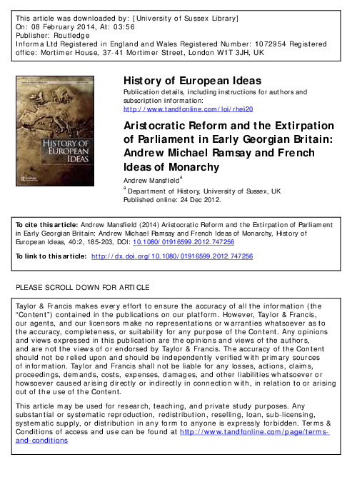 (PDF) ‘Aristocratic reform and the extirpation of Parliament in early ...