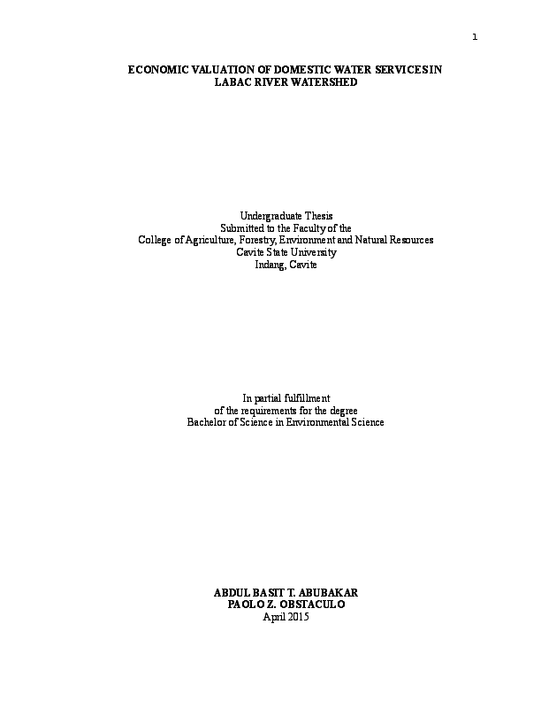 (DOC) ECONOMIC VALUATION OF DOMESTIC WATER SERVICES IN LABAC RIVER ...