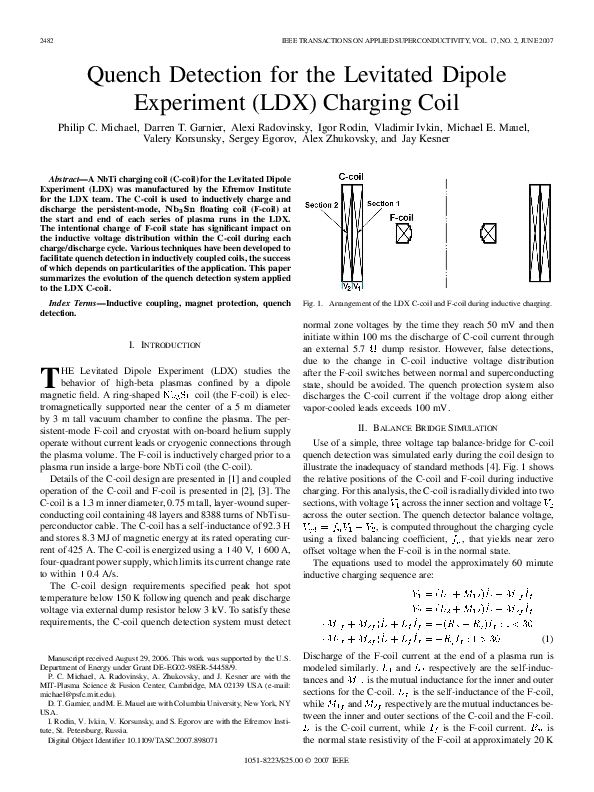 (PDF) Quench Detection for the Levitated Dipole Experiment (LDX ...