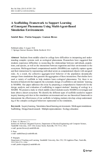 (PDF) A scaffolding framework to support learning of emergent phenomena using multi-agent based ...