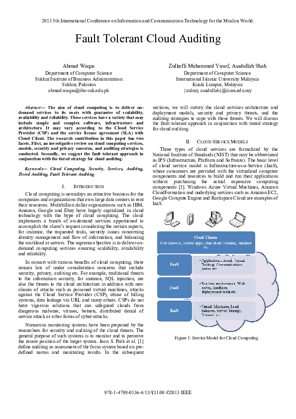 (PDF) Fault Tolerant Cloud Auditing