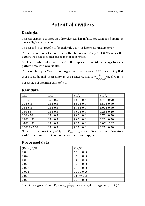 (PDF) Potential dividers