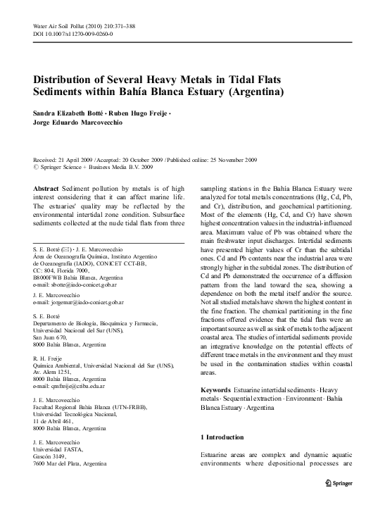 (PDF) Distribution of Several Heavy Metals in Tidal Flats Sediments ...