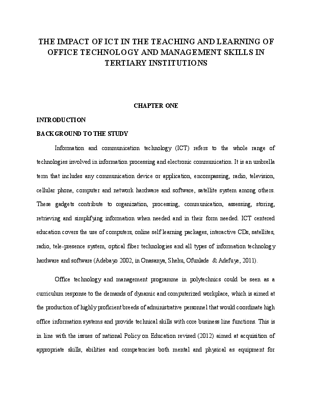 (DOC) THE IMPACT OF ICT IN THE TEACHING AND LEARNING OF OFFICE ...