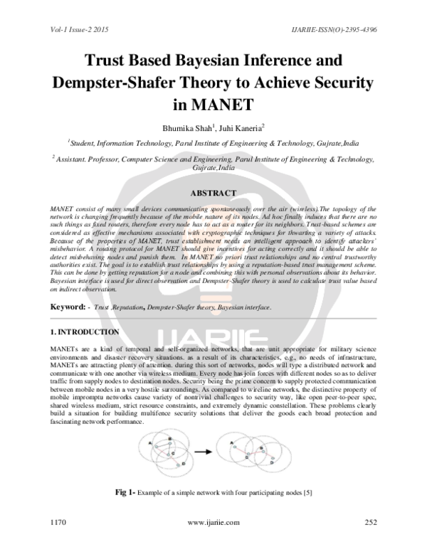 (PDF) Trust Based Bayesian Inference and Dempster-Shafer Theory to Achieve Security in MANET