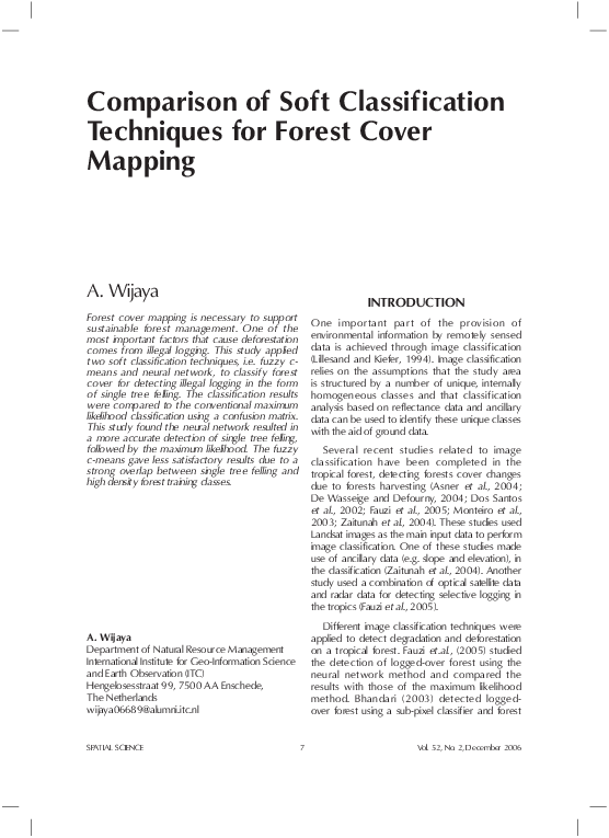 (PDF) Comparison of soft classification techniques for forest cover mapping