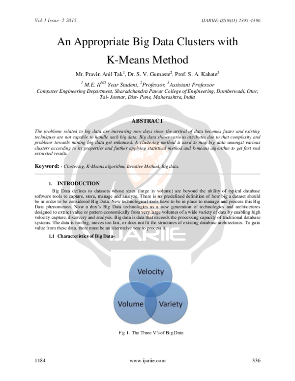 (PDF) An Appropriate Big Data Clusters with K-Means Method