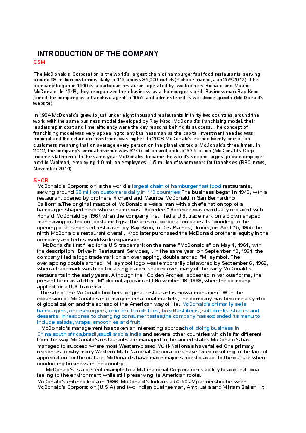 (DOC) INTRODUCTION OF THE COMPANY