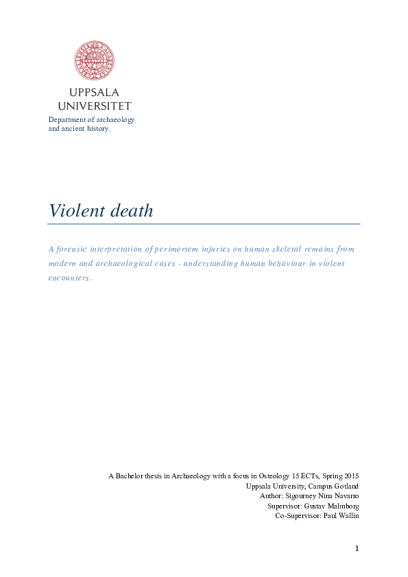 (PDF) Violent death. A forensic interpretation of perimortem injuries ...