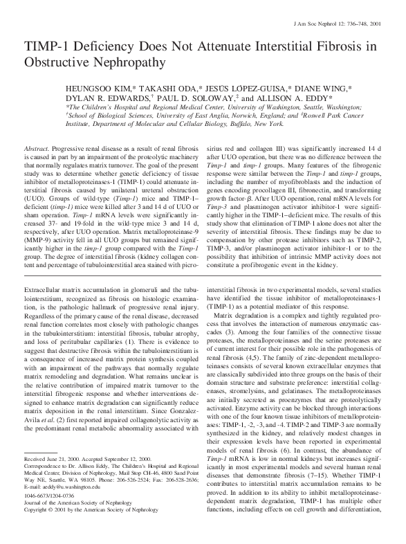 (PDF) TIMP-1 Deficiency Does Not Attenuate Interstitial Fibrosis in ...