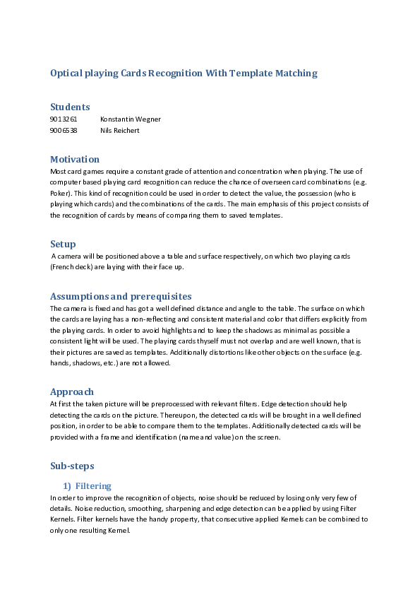 (PDF) Optical playing Cards Recognition With Template Matching Students ...