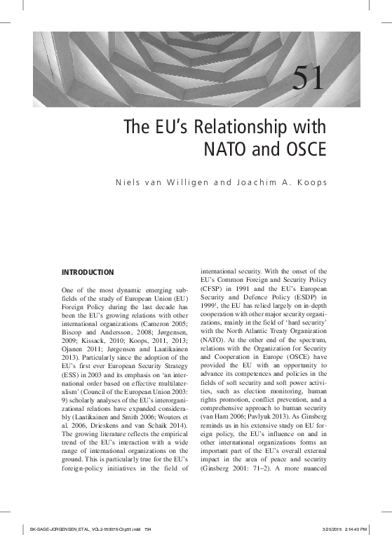 (PDF) The EU's Relationship with NATO and the OSCE