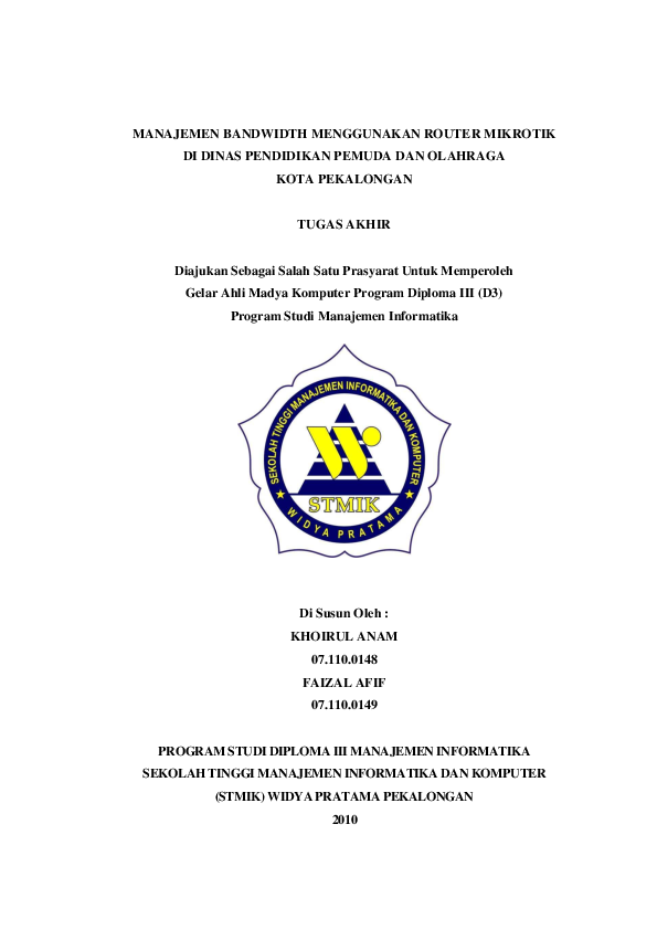 Pdf Manajemen Bandwidth Menggunakan Router Mikrotik