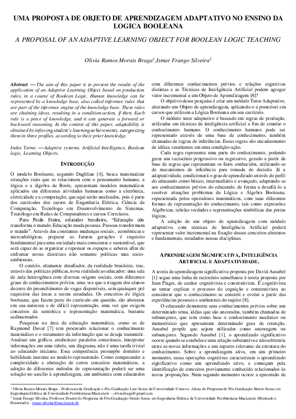 Pdf A Proposal Of An Adaptive Learning Object For Boolean Logic Teaching 2760
