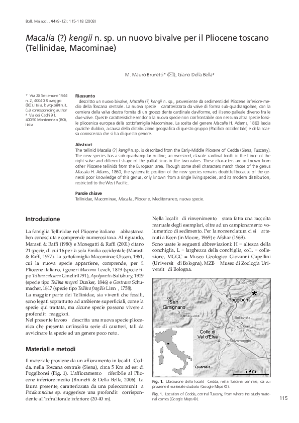 (PDF) Macalia (?) kengii n. sp. un nuovo bivalve per il Pliocene ...