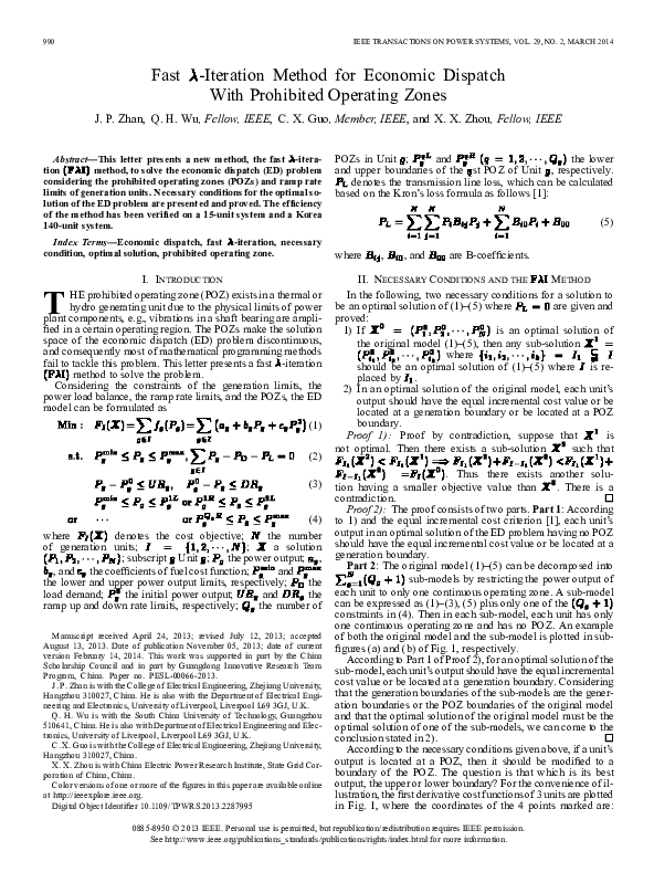(PDF) Fast -Iteration Method for Economic Dispatch With Prohibited ...