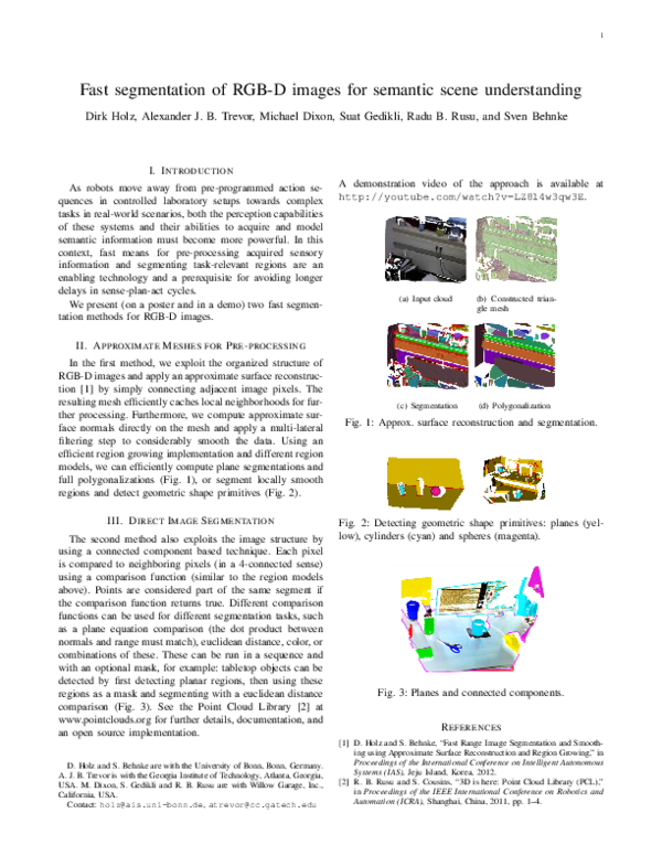(PDF) Fast Segmentation of RGB-D Images for Semantic Scene Understanding