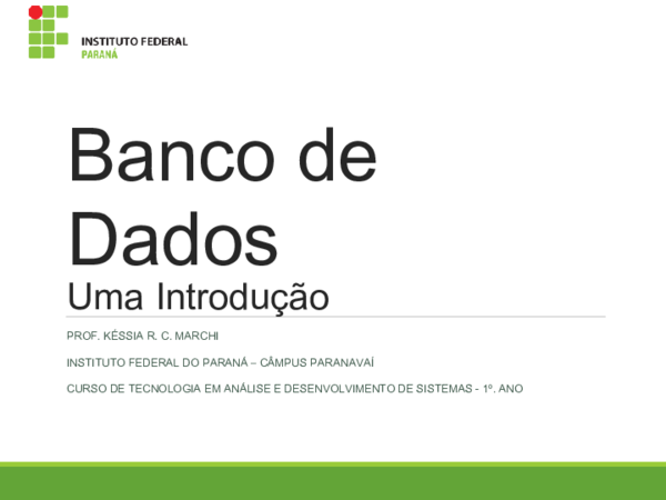(PDF) Banco de Dados Uma Introdução