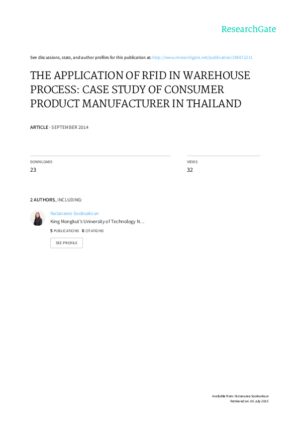 (PDF) THE APPLICATION OF RFID IN WAREHOUSE PROCESS: CASE STUDY OF ...