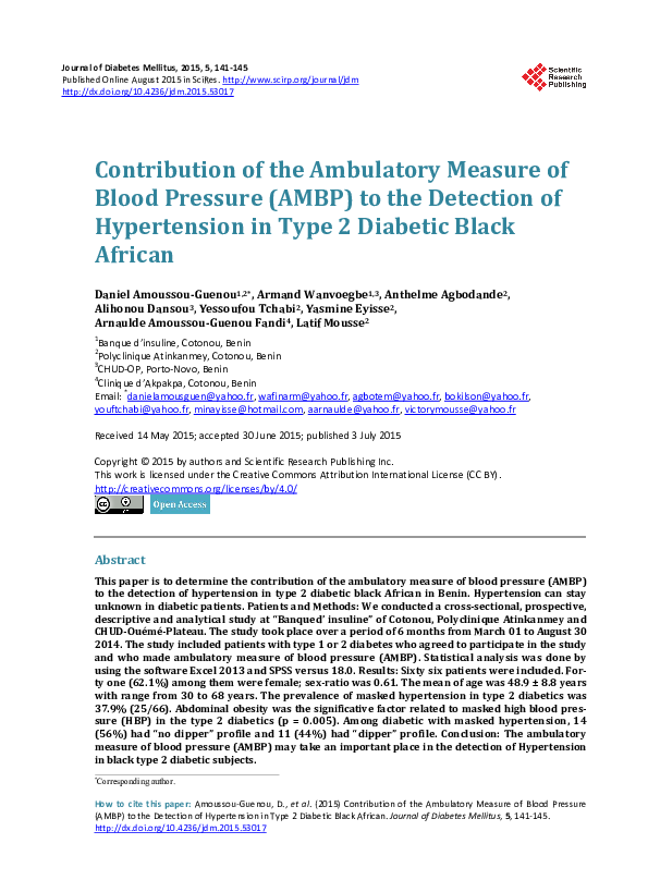 (PDF) Contribution of the Ambulatory Measure of Blood Pressure (AMBP ...