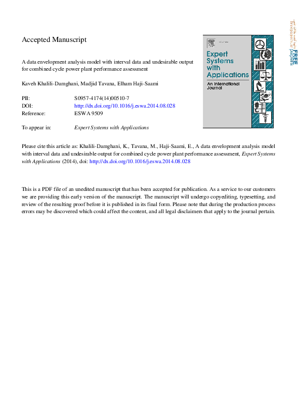 Pdf A Data Envelopment Analysis Model With Interval Data And Undesirable Output For Combined 7002
