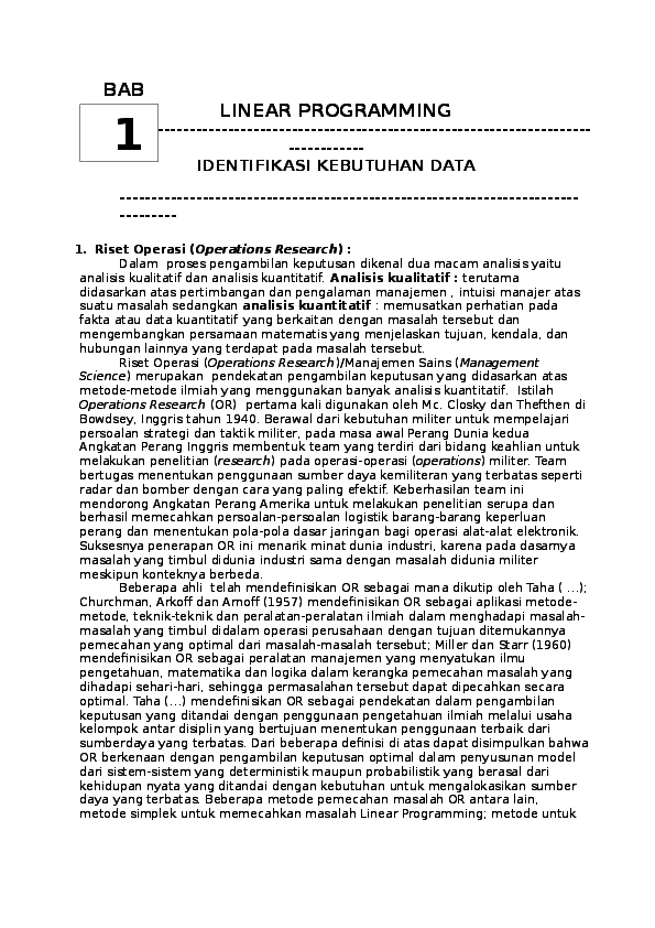 (DOC) BAB LINEAR PROGRAMMING