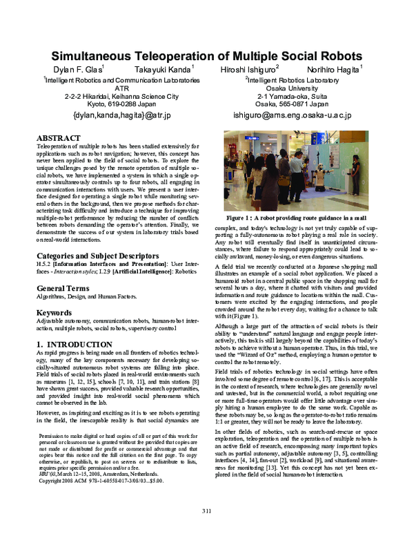 (PDF) Simultaneous teleoperation of multiple social robots