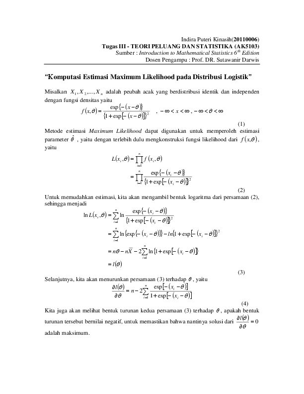 (PDF) Teori Peluang dan Statistika : Komputasi Estimasi Maximum ...