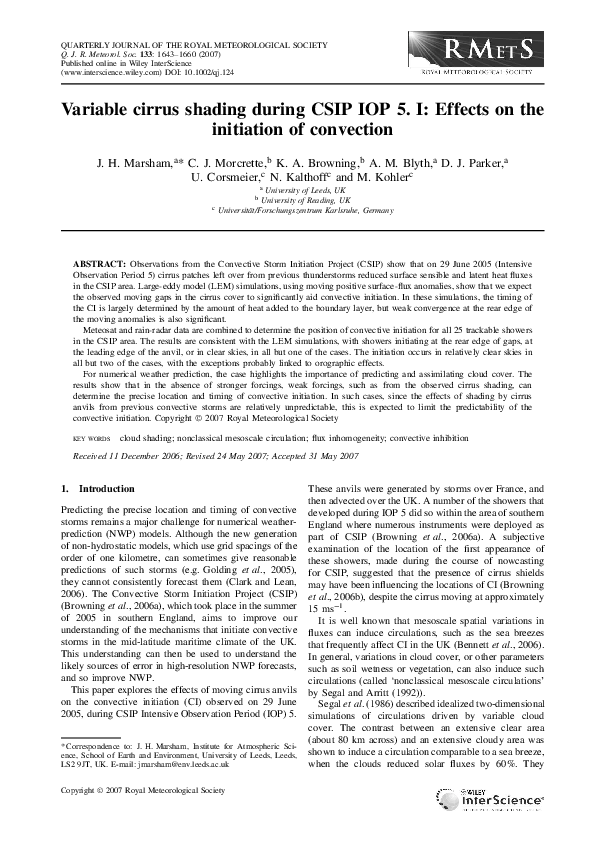 (PDF) Variable cirrus shading during CSIP IOP 5. I: Effects on the ...